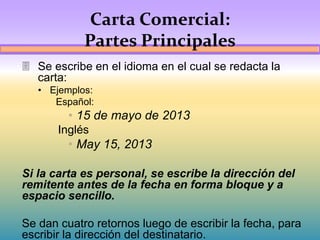 Carta comercial estilos y puntuaciones | PPTX