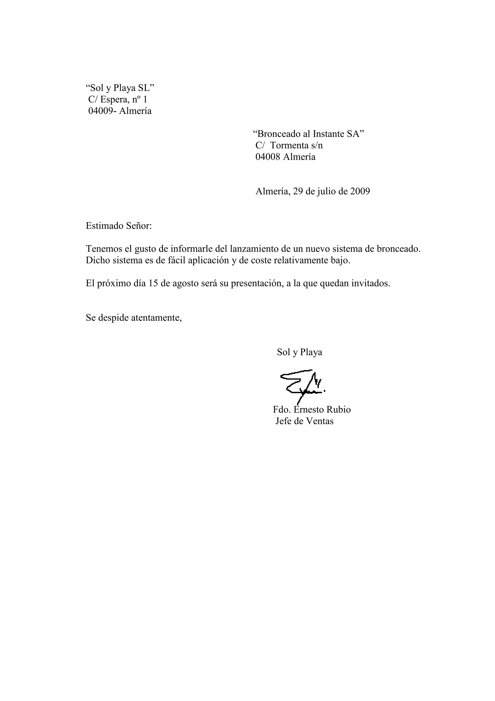 Ejemplos De Redacción De Cartas Comerciales Carta De Presentación