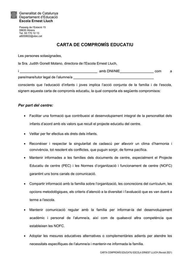 CARTA COMPROMIS ELLUCH | PDF