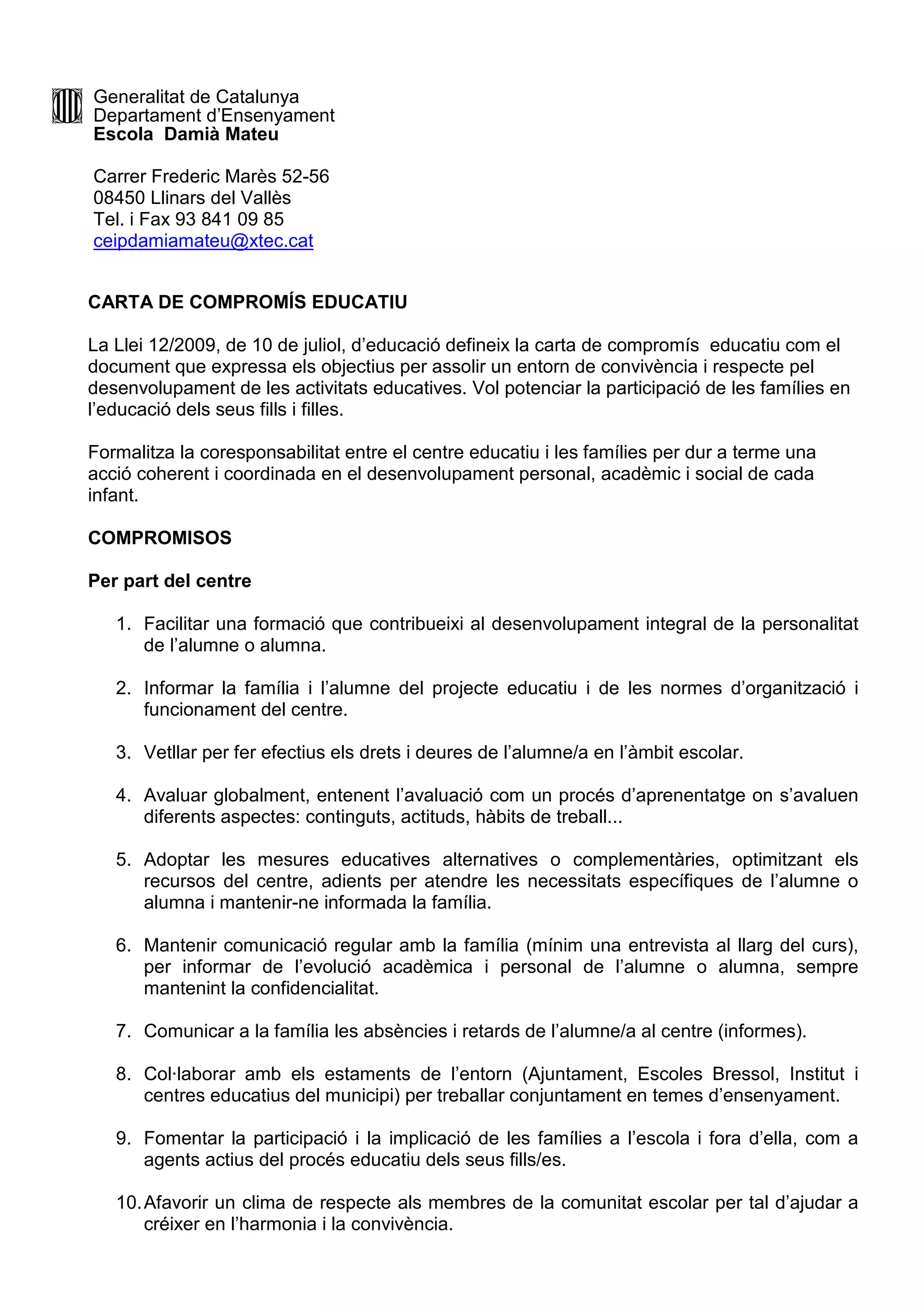 Carta compromís 12 13 | PDF