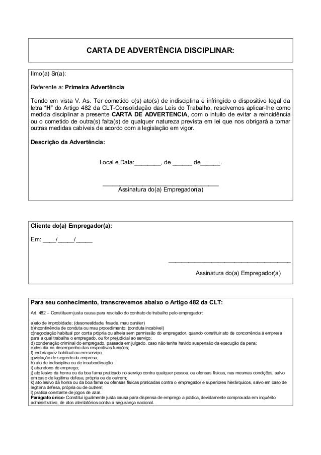 Modelo De Advertencia Escrita