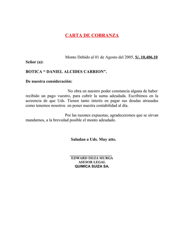 Carta de cobranza | DOC | Business and Finance