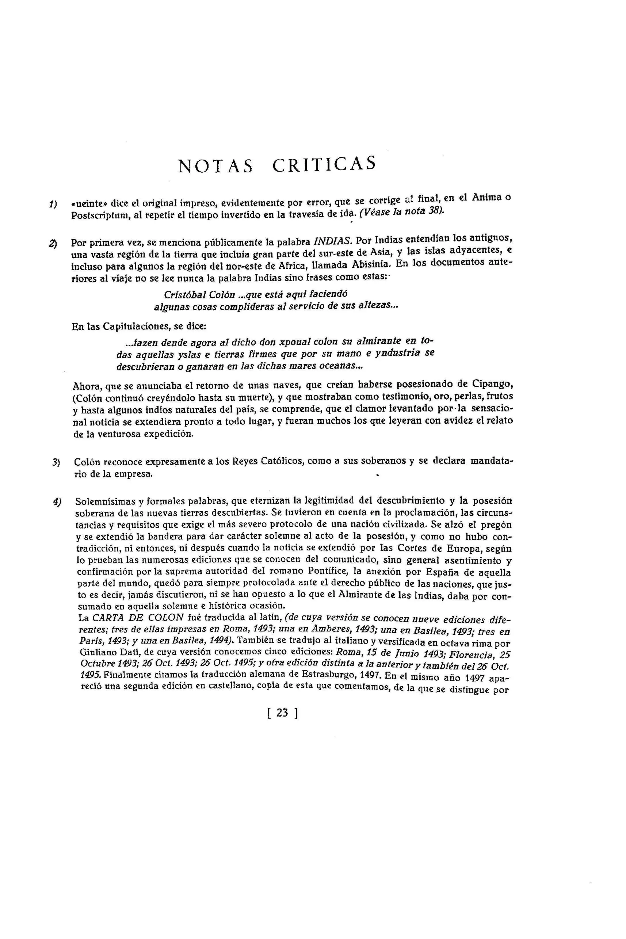 La Carta de Colón anunciando el descubrimiento del nuevo mundo. 1493. | PDF