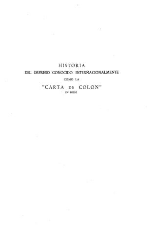 La Carta de Colon anunciando el descubrimiento del Nuevo Mundo | PDF