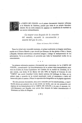 La Carta de Colon anunciando el descubrimiento del Nuevo Mundo | PDF