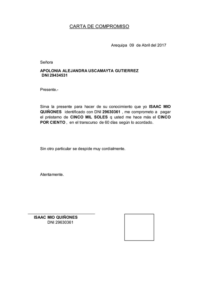 Carta Compromiso Ejemplo