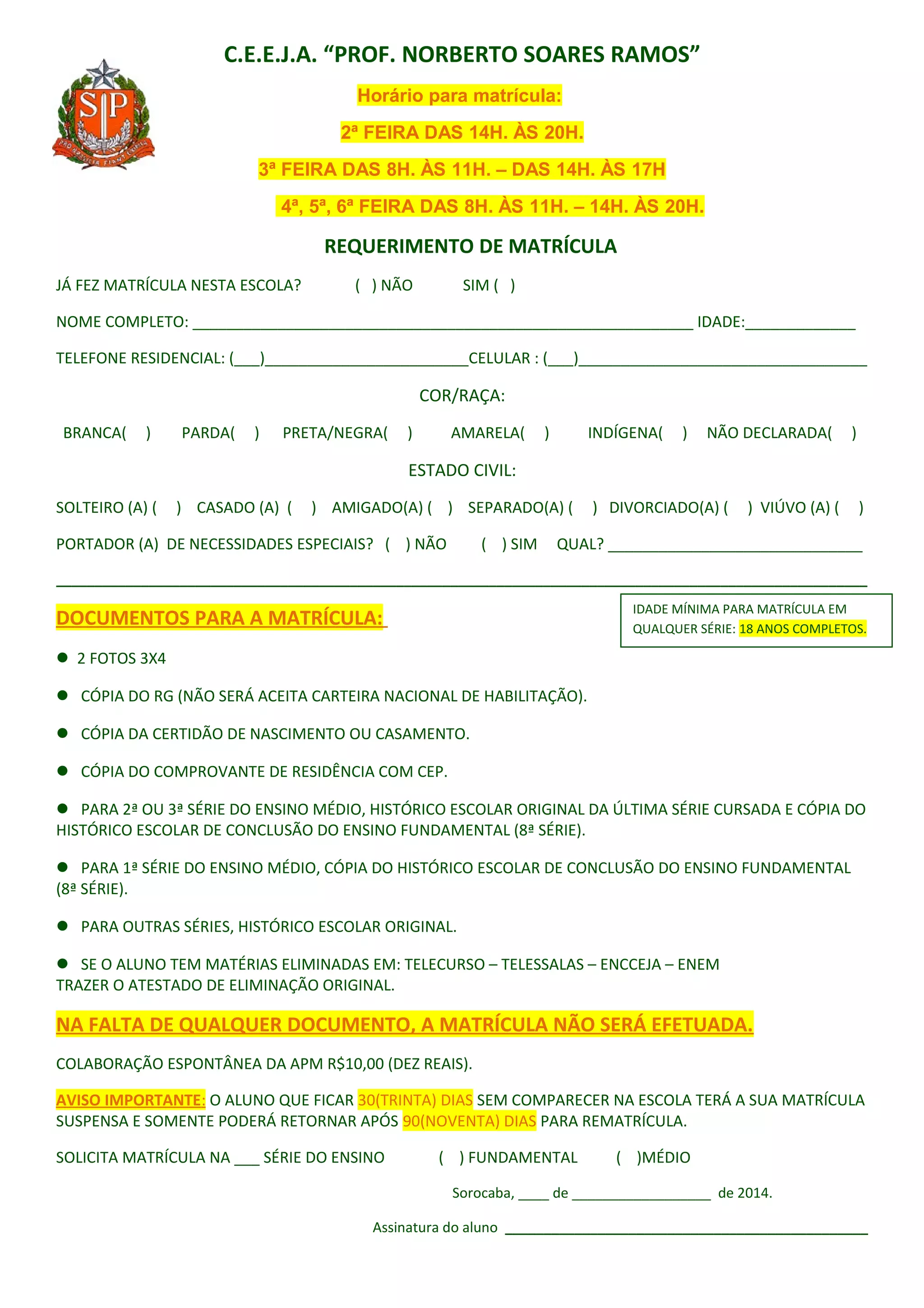 Carta de matrícula | PDF