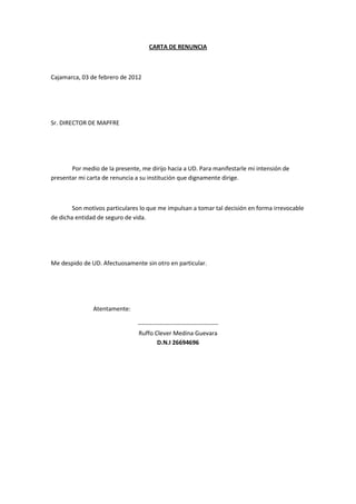 Carta de renuncia | DOCX