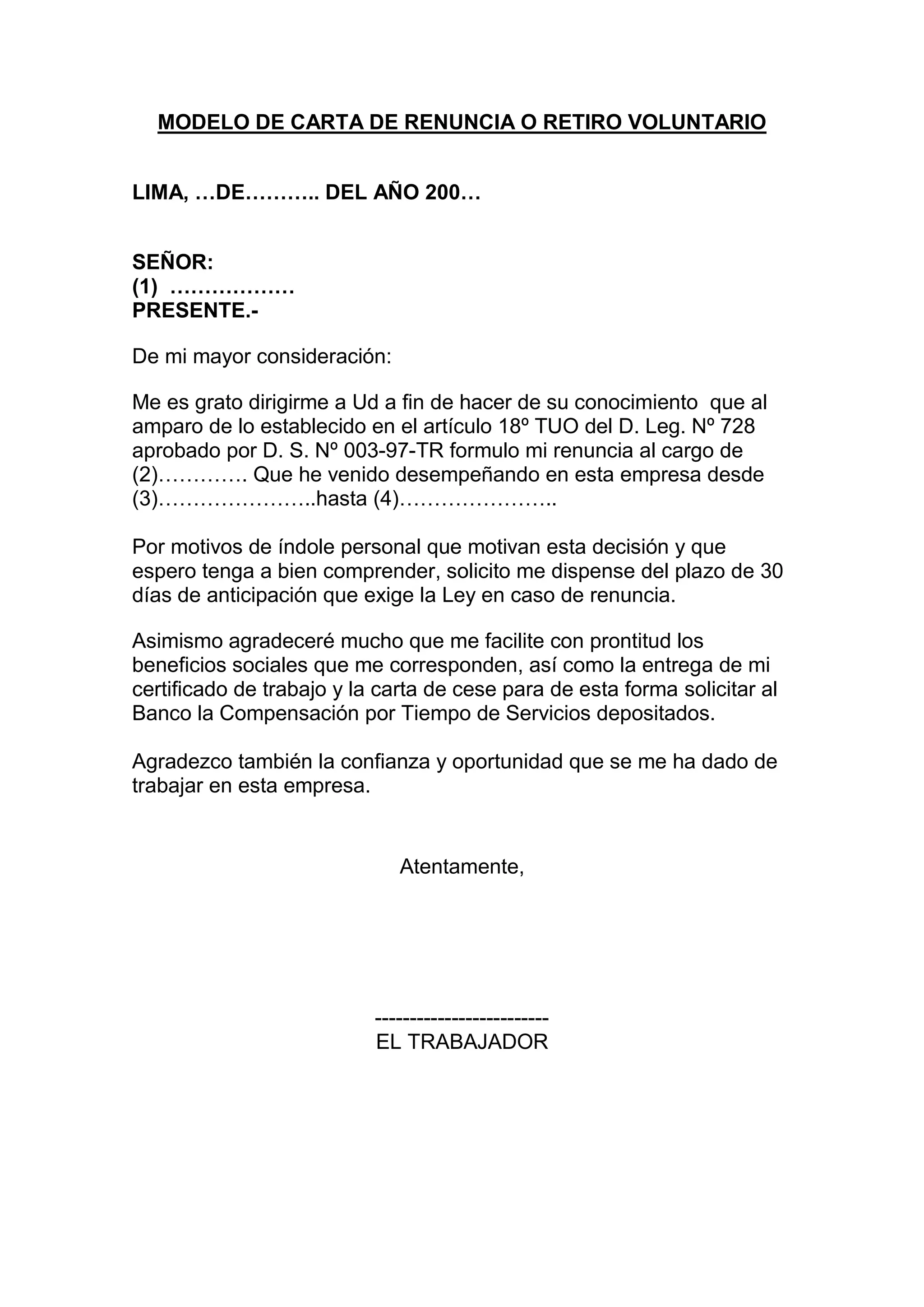 Carta de renuncia | PDF