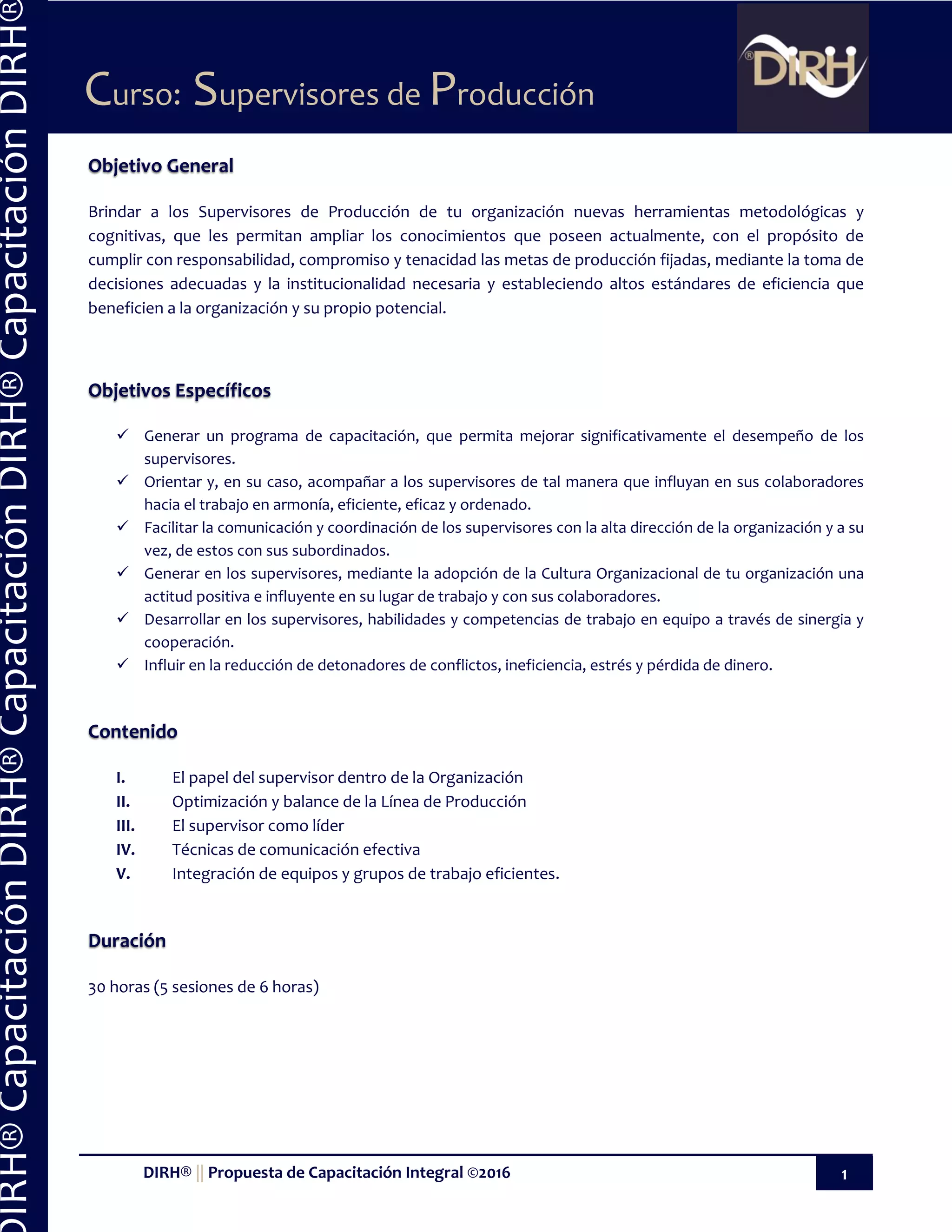 Curso para Supervisores de Producción | PDF