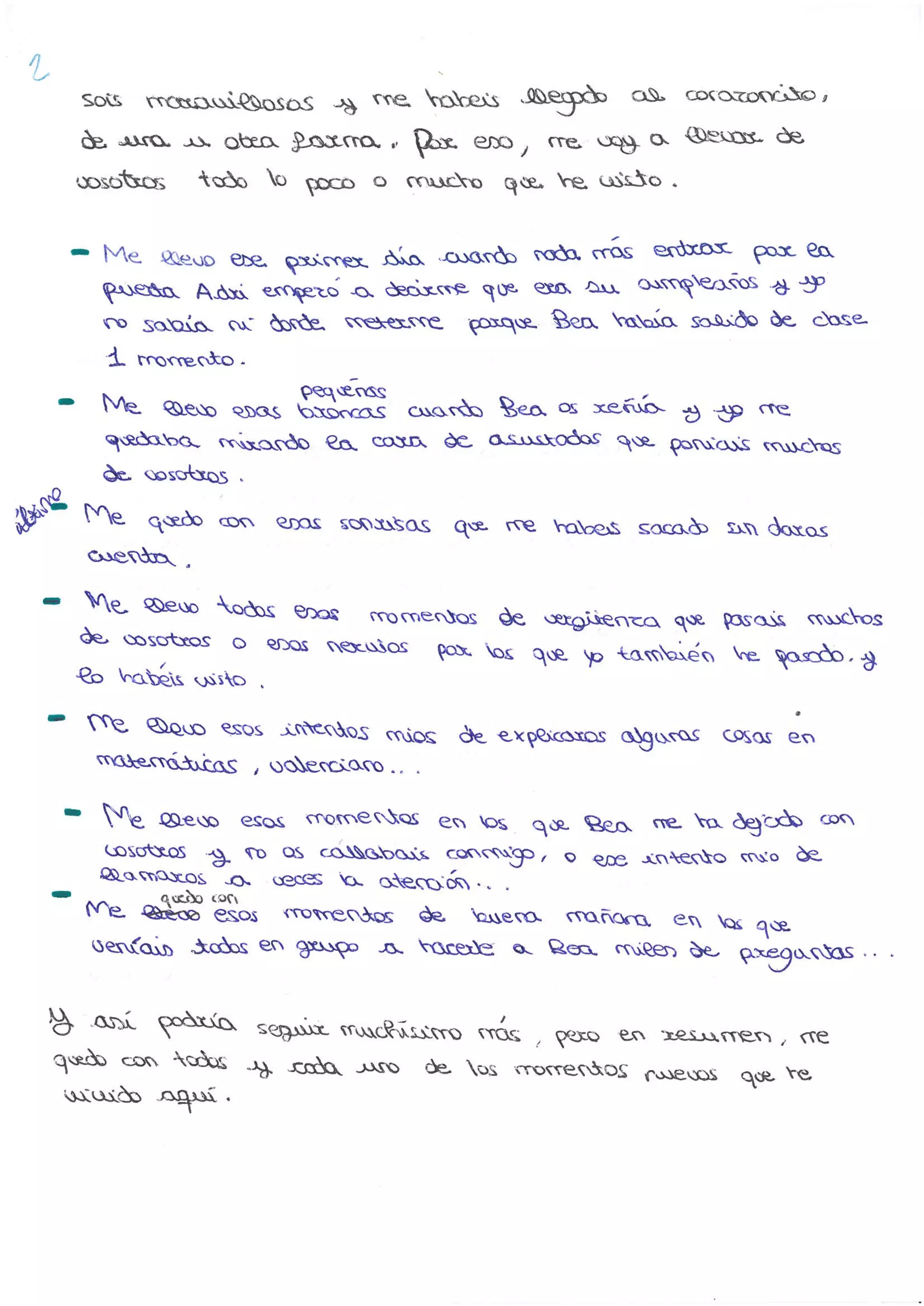 Carta emotiva de Elena dedicada a la clase. | PDF | Family and ...