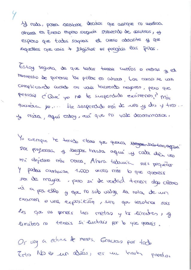 Carta emotiva de Elena dedicada a la clase. | PDF | Family and ...