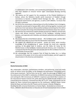 Cartagena declaration on art as a tool for peace and afro Caribbean integration | PDF
