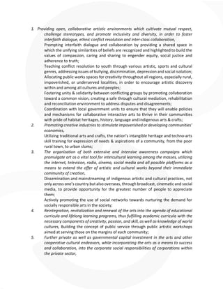 Cartagena declaration on art as a tool for peace and afro Caribbean ...