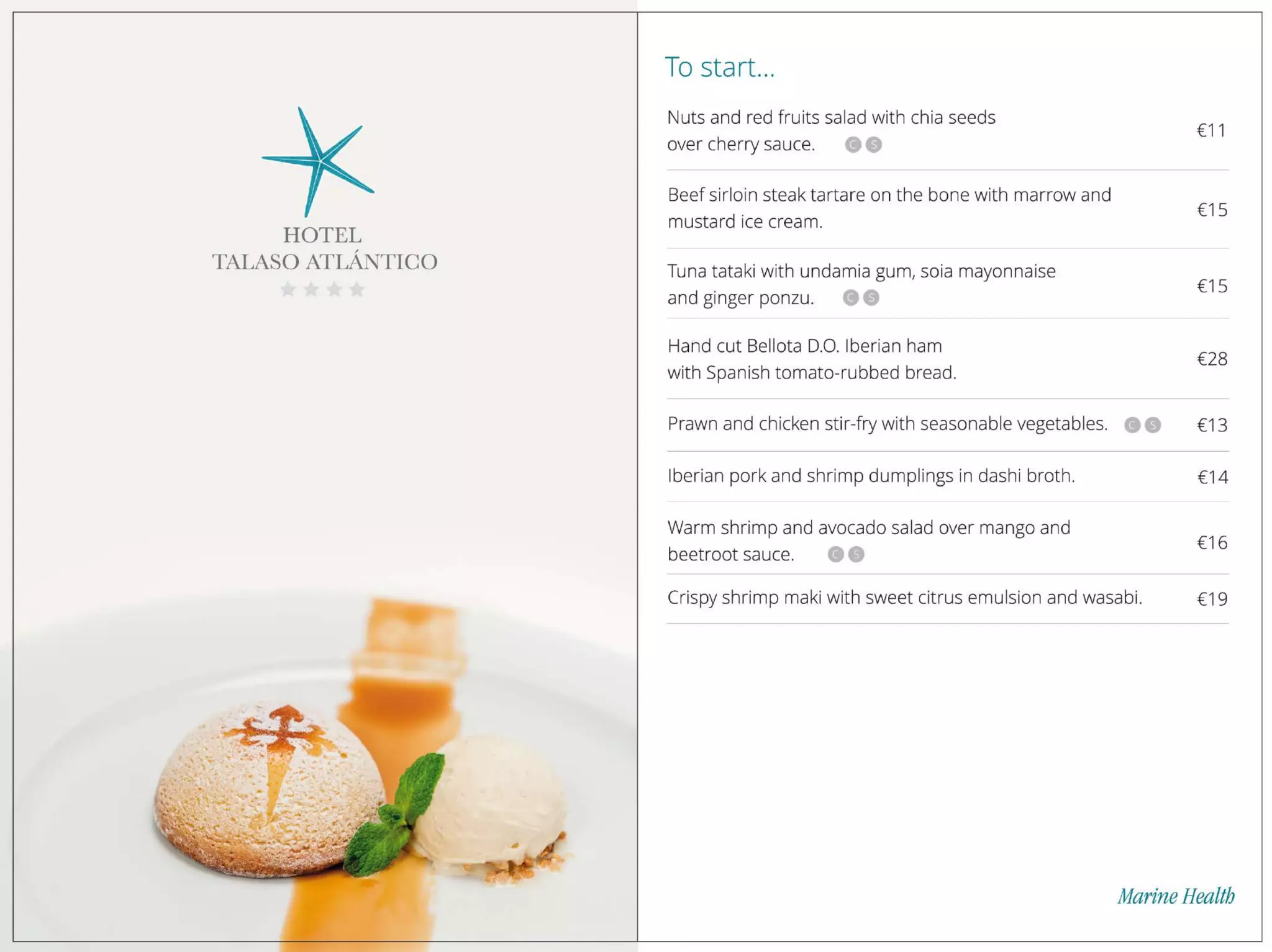 Carta Restaurant Faro in Talaso Atlantico Hotel | PDF