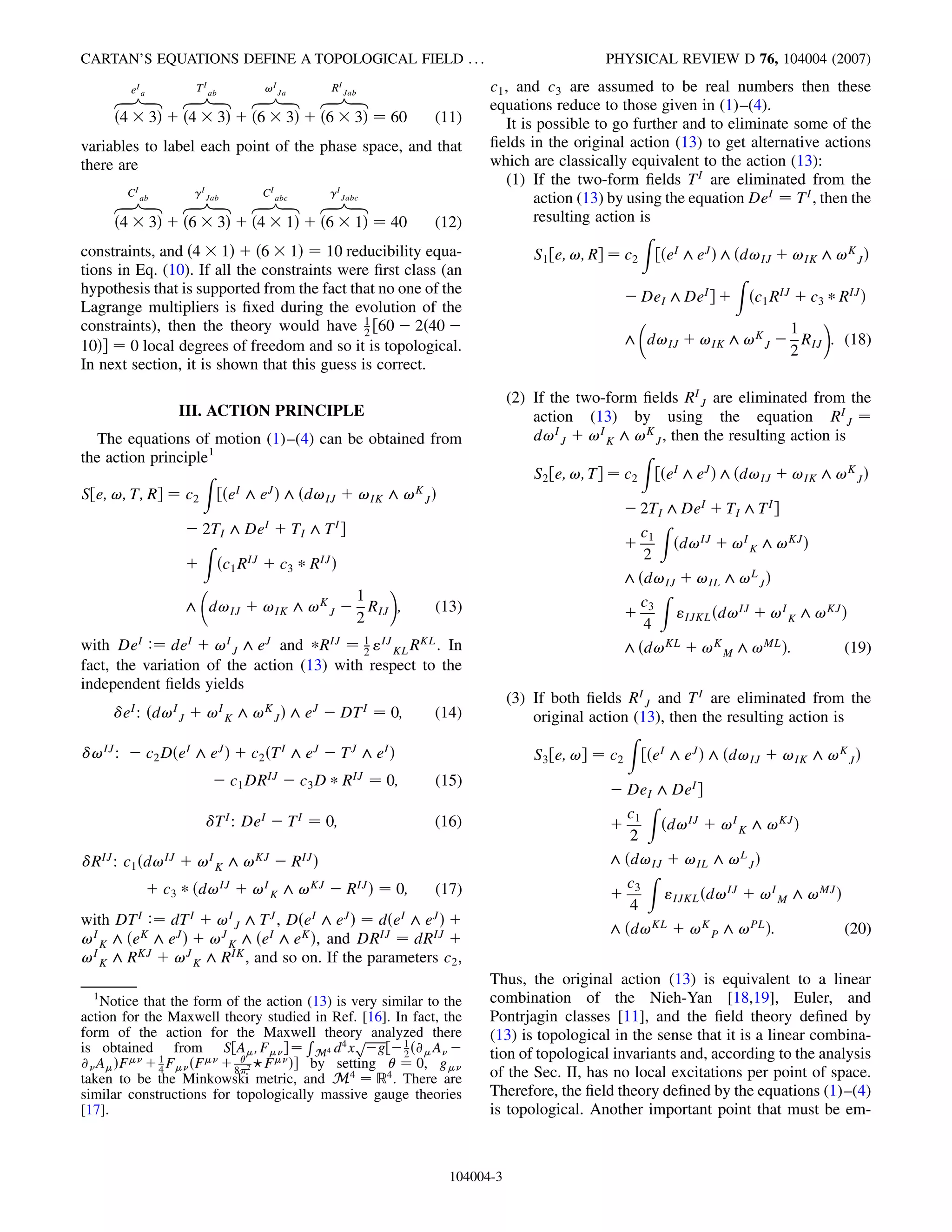 Cartans Equations Define A Topological Field Theory Of The Bf Type | PDF