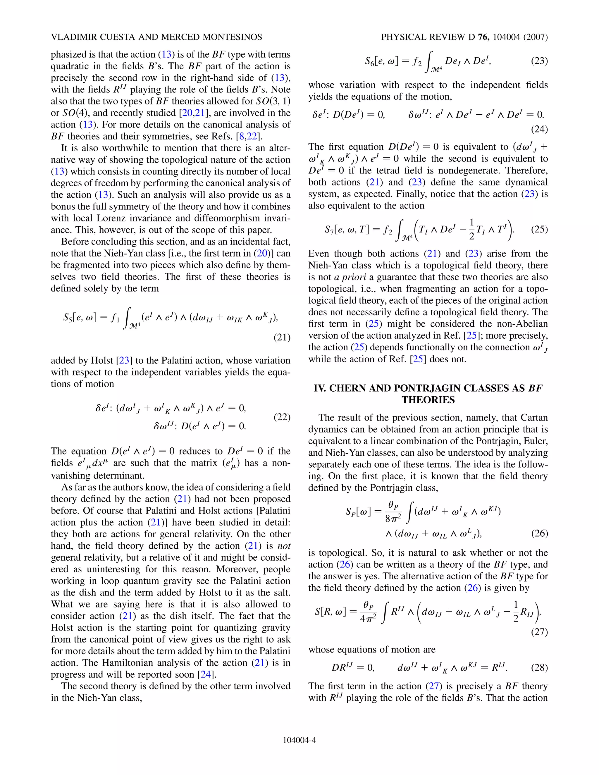 Cartans Equations Define A Topological Field Theory Of The Bf Type | PDF