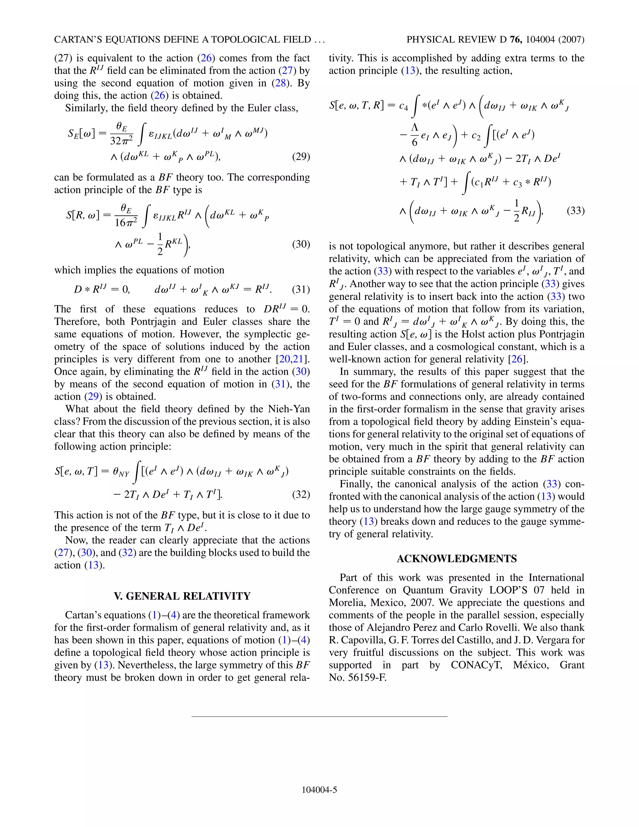 Cartans Equations Define A Topological Field Theory Of The Bf Type | PDF