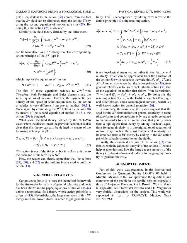 Cartans Equations Define A Topological Field Theory Of The Bf Type | PDF