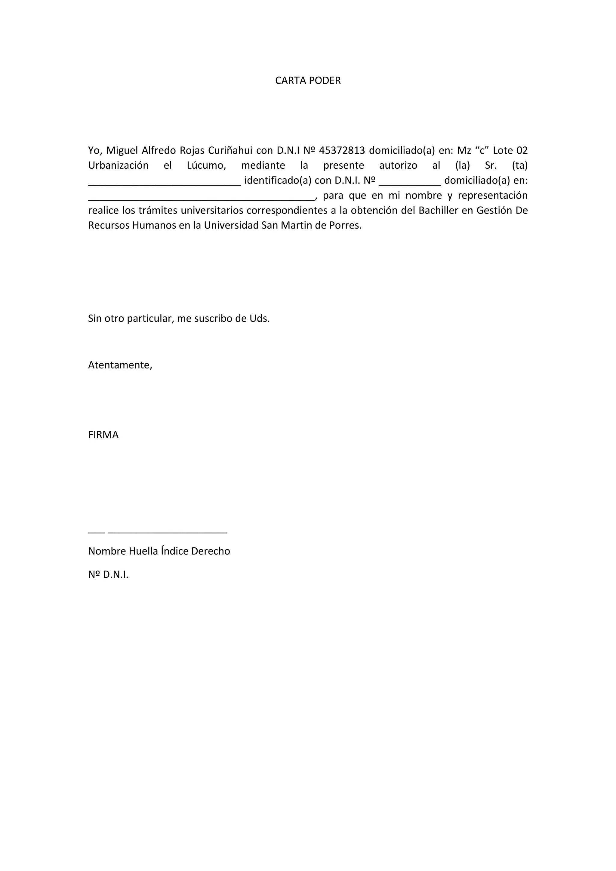 Carta poder | DOCX