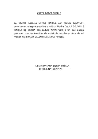 Carta poder simple | DOCX