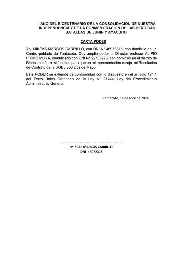 CARTA PODER ZENIA.docxhhhhhhhhhhhhhhhhhh | PDF