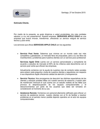 Carta presentacion Servicios Apple Chile | PDF