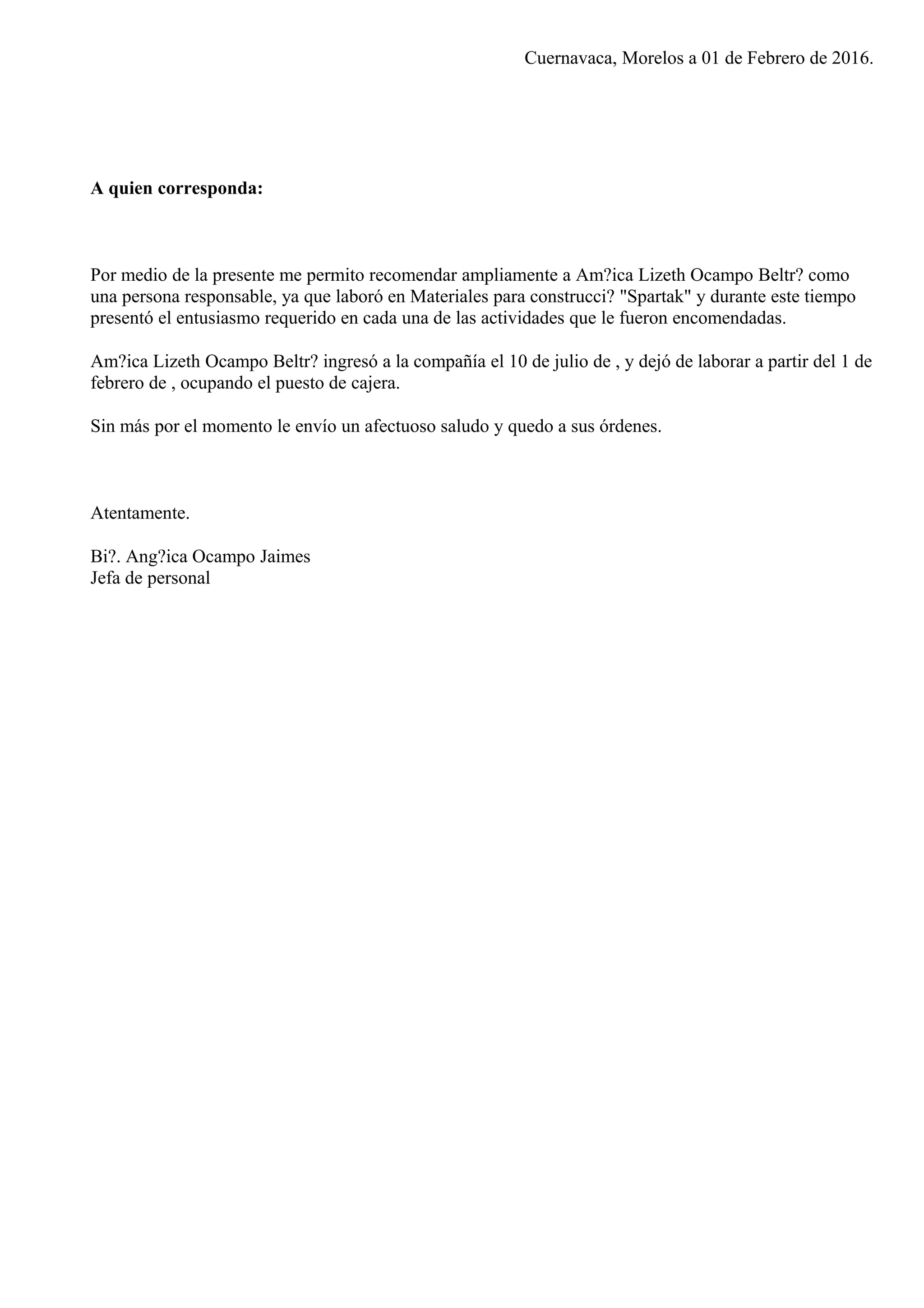 Modelo De Carta De Recomendacion Laboral En Word Gratis Images