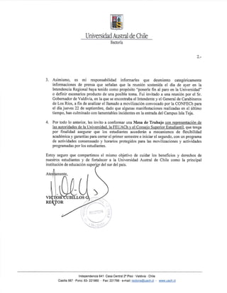 Carta rector 21 sept | PDF