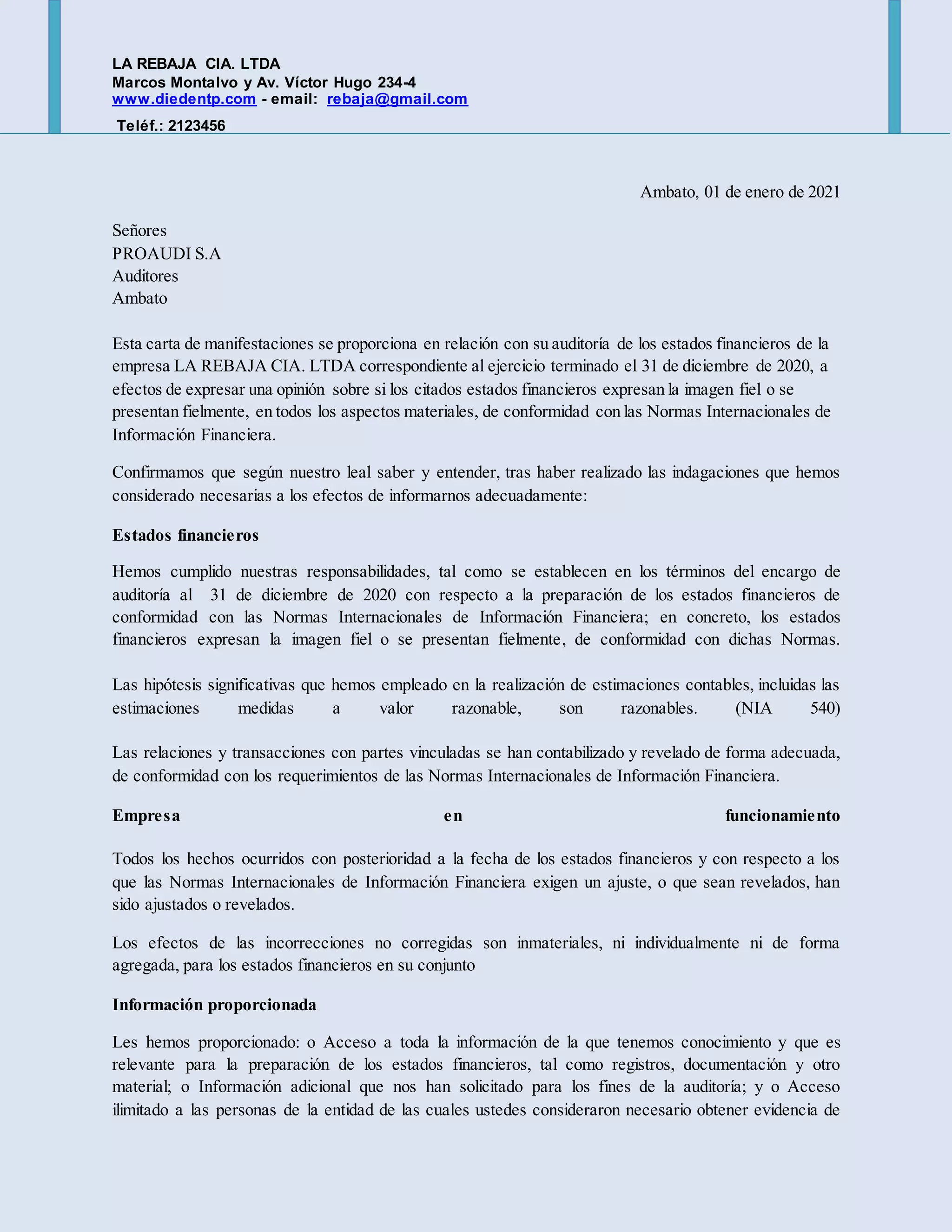 Carta representacion la rebaja | DOCX
