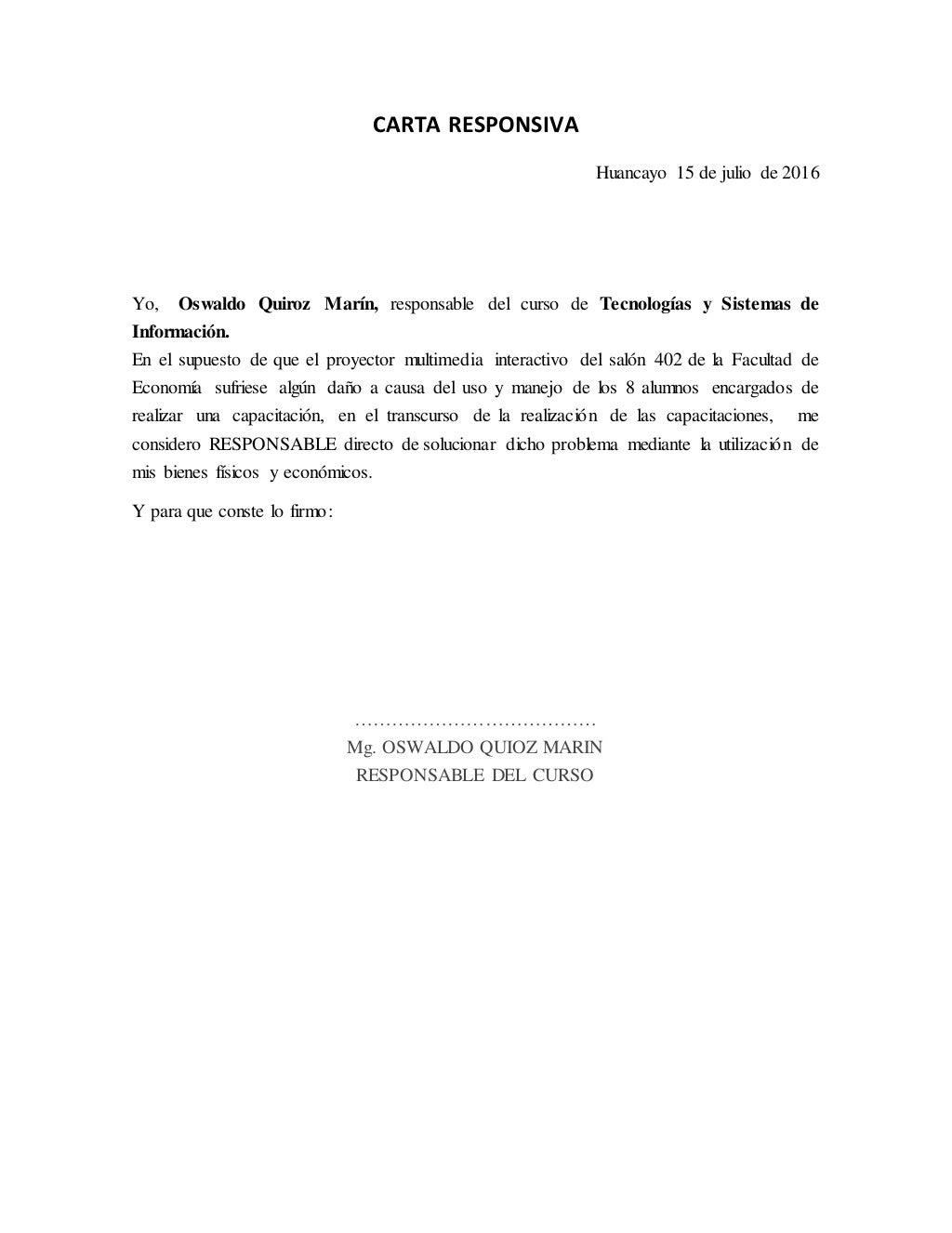 Carta Responsiva Que Es Para Que Es Como Hacerla Ejemplo Formatos