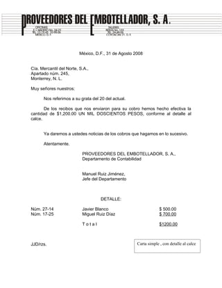 Carta Simple Con Detalle Al Calce | DOC