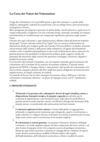 Carta Valori Del Volontariato | PDF