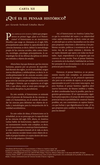 Carta XII. ¿Qué es el pensar histórico? | PDF