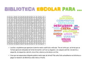 Sopa de letras: BIBLIOTECA ESCOLAR PARA... | PPT