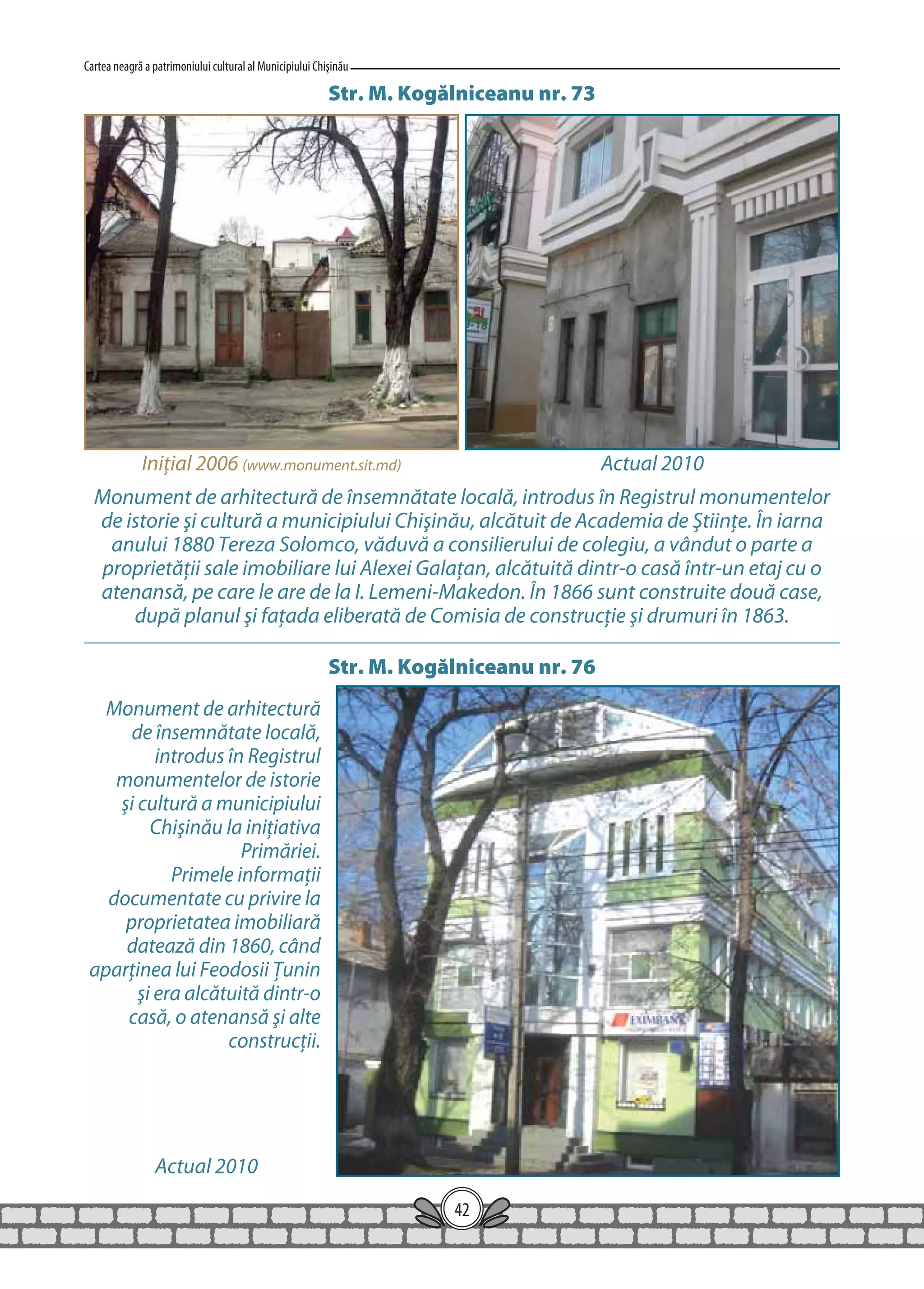 Cartea Neagra a Patrimoniului Cultural din Chisinau | PDF