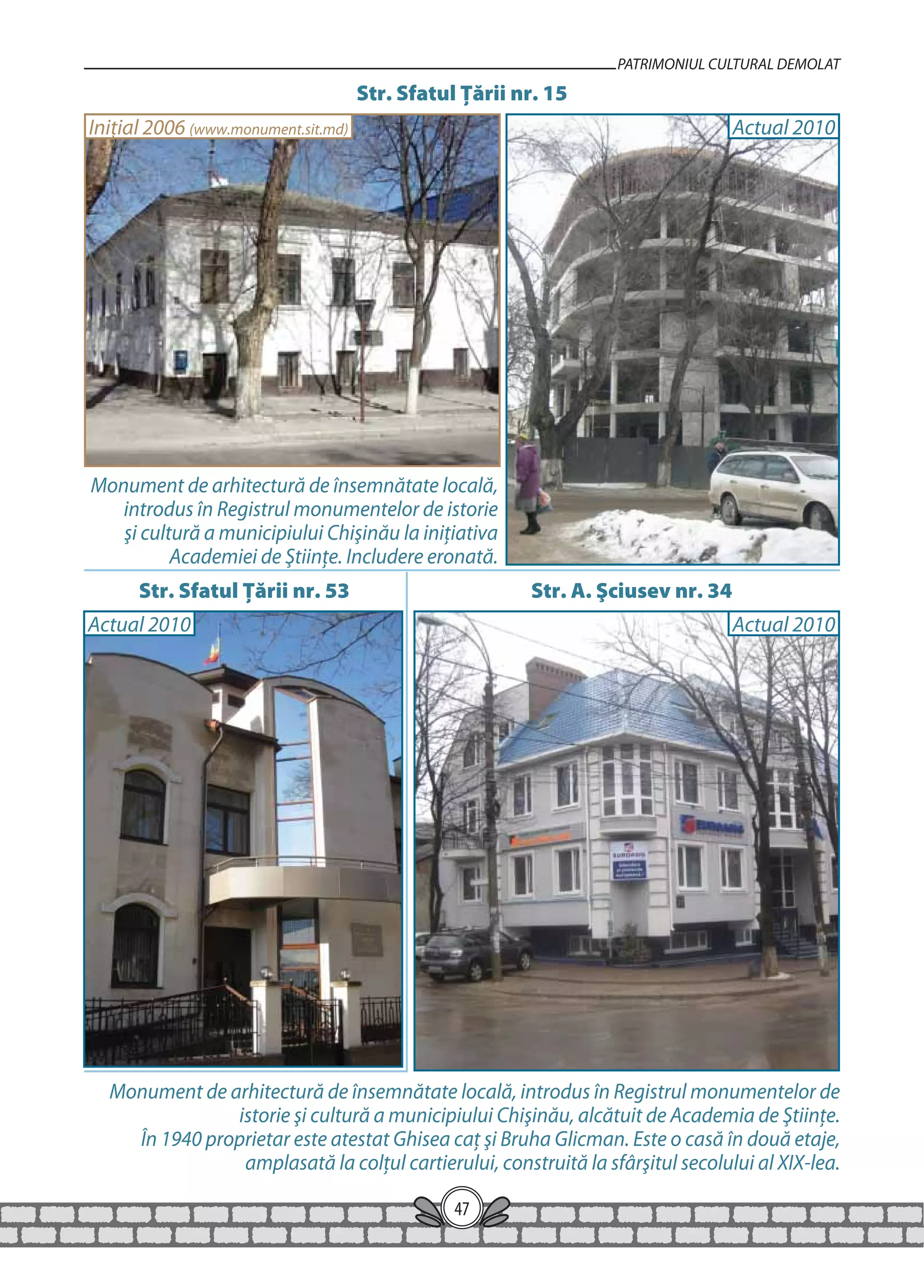 Cartea Neagra a Patrimoniului Cultural din Chisinau | PDF