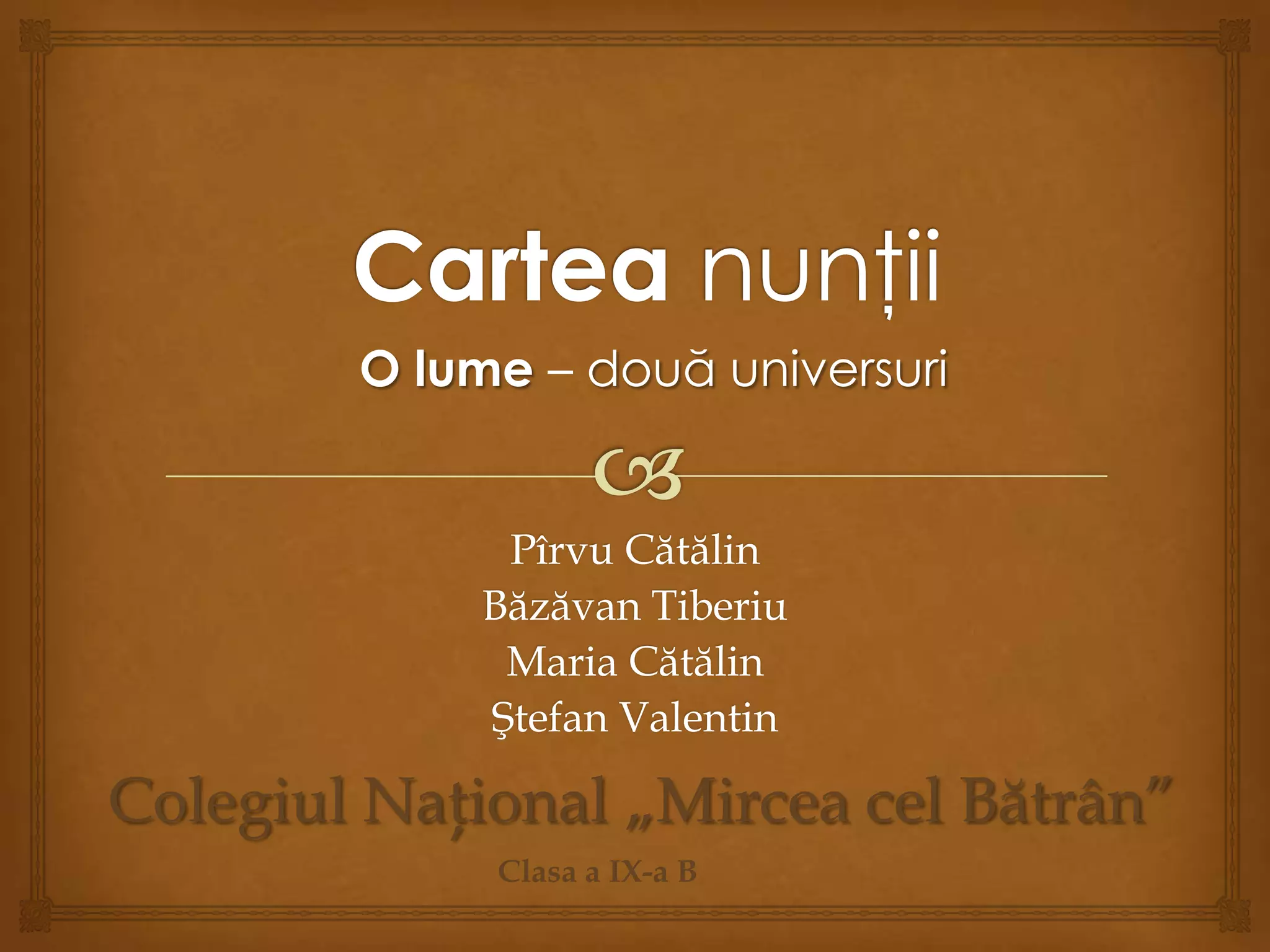 Cartea nunţii pîrvu cătălin | PPTX