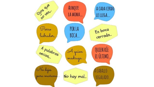 Carteles con expresiones, modismos y refranes