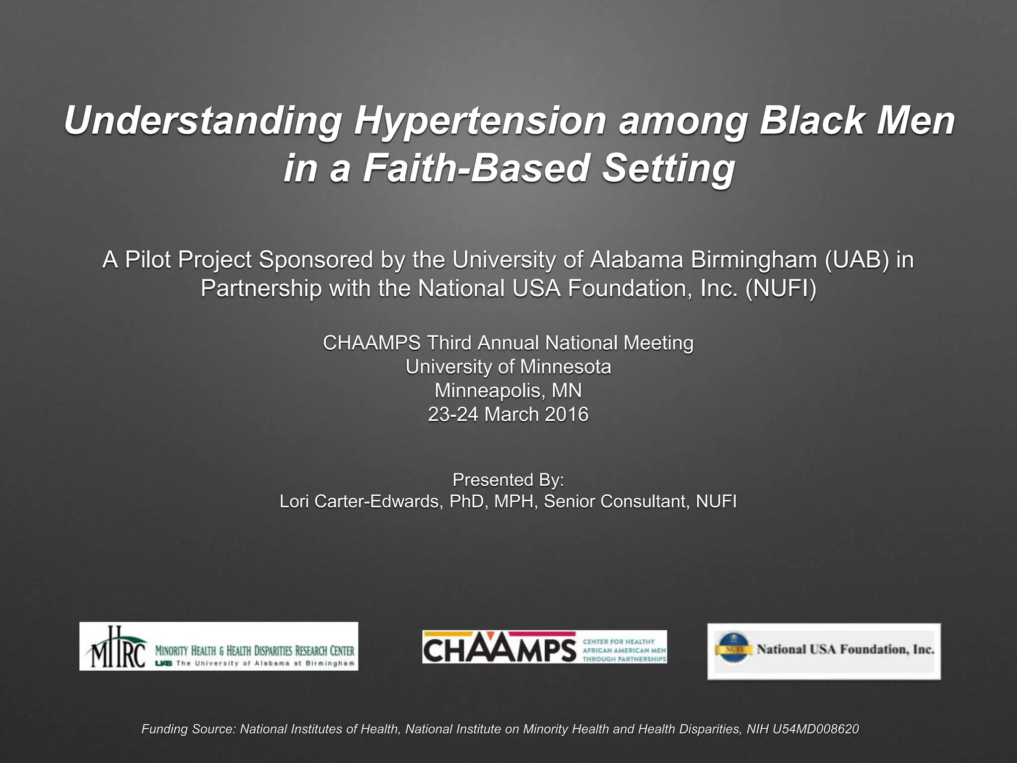 Understanding Hypertension among Black Men in a Faith-Based Setting | PPTX
