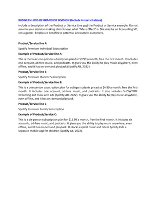 Company Research for Spotify. | DOCX