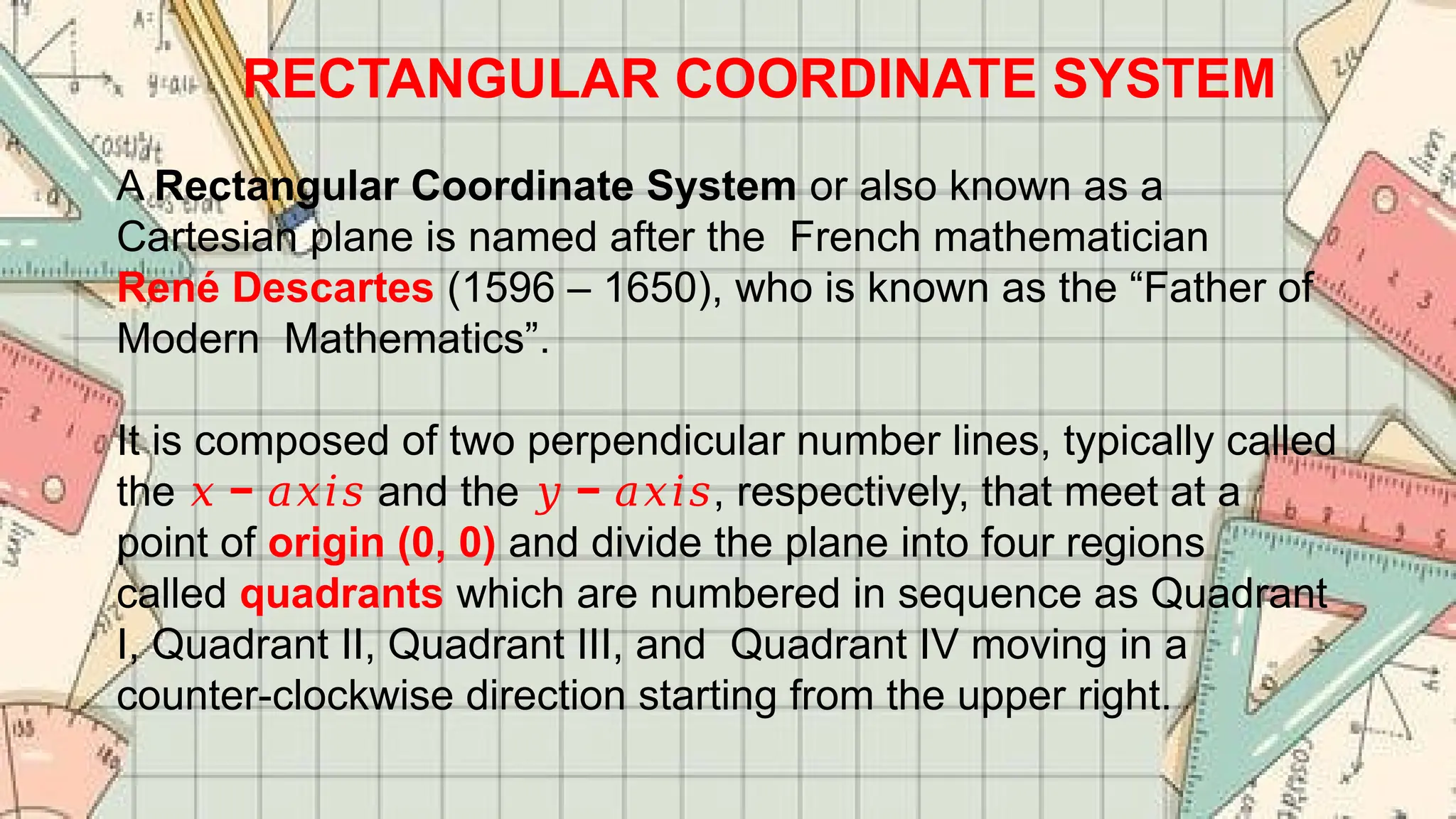 cartesian plane.pptx for grade 8 students | PPTX