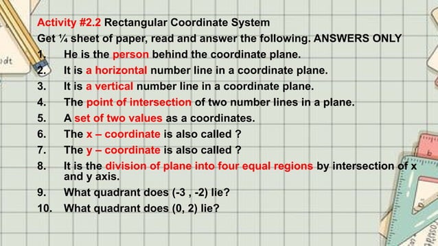 cartesian plane.pptx for grade 8 students | PPTX
