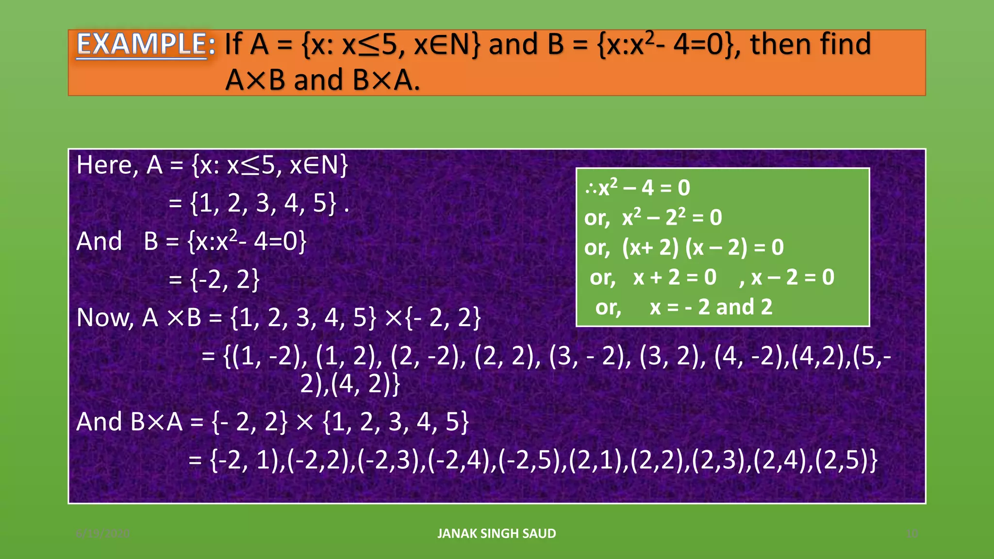 Cartesian product of two sets | PPSX