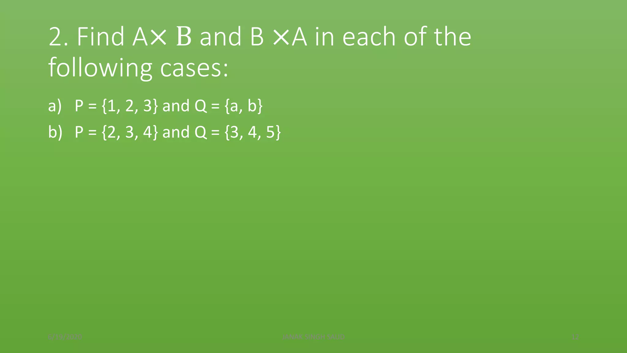 Cartesian product of two sets | PPSX