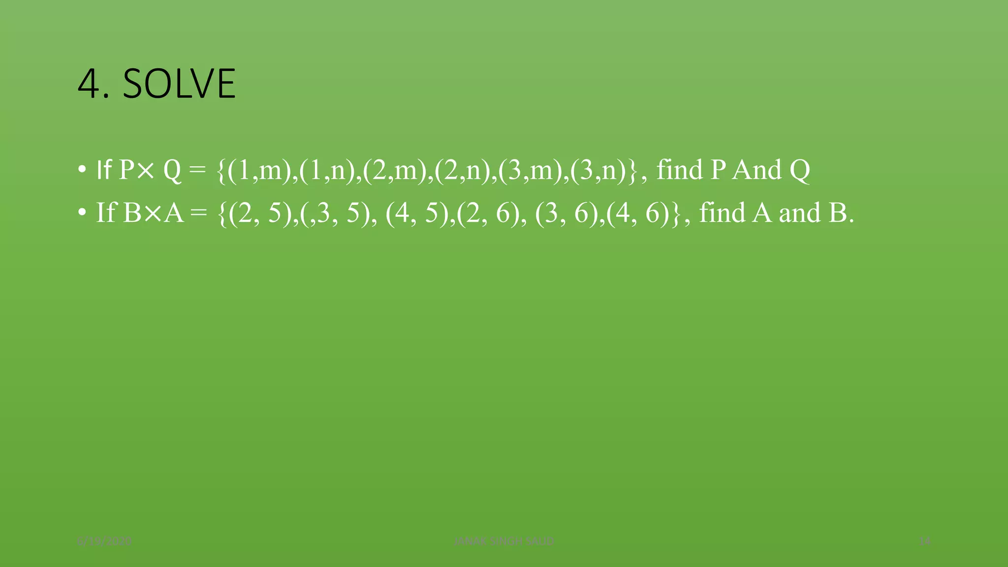 Cartesian product of two sets | PPSX