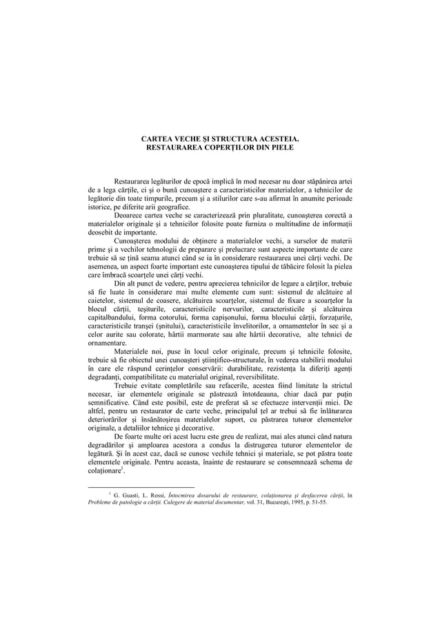 Carte veche restaurare | PDF