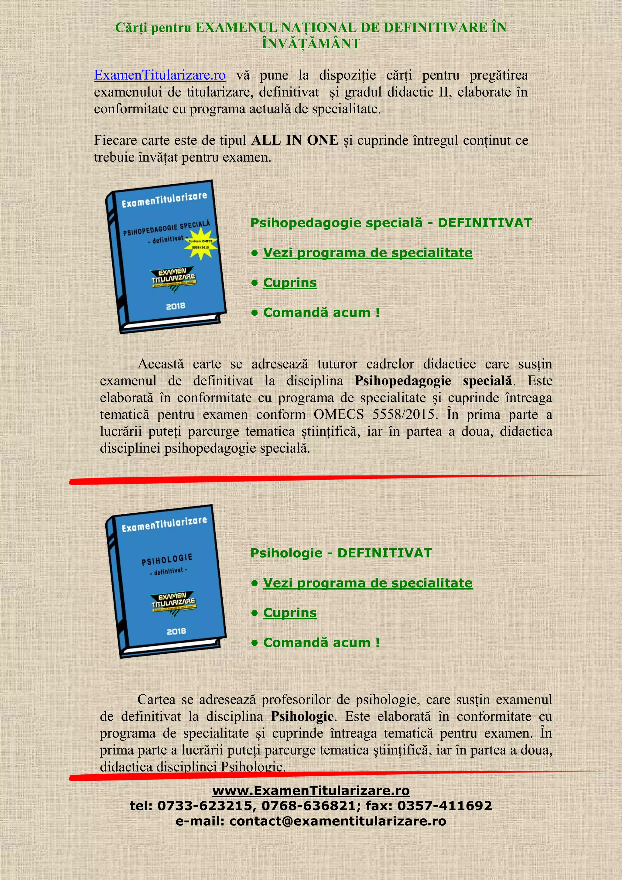 Sinteze grade didactice 2018 - titularizare, definitivat, gradul II - ALL IN ONE | PDF