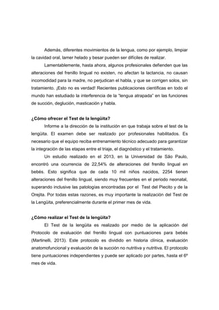 Cartilla del test de la lenguita espanhol 2014 | PDF