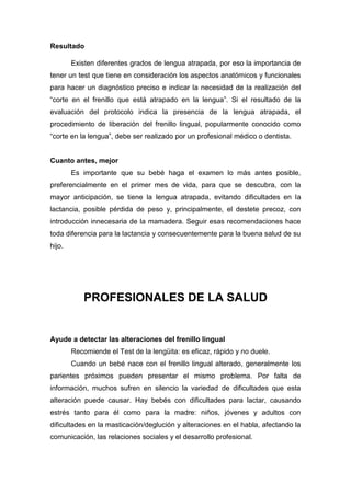 Cartilla del test de la lenguita espanhol 2014 | PDF